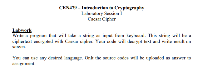 Solved CEN479 - Introduction to Cryptography Laboratory | Chegg.com