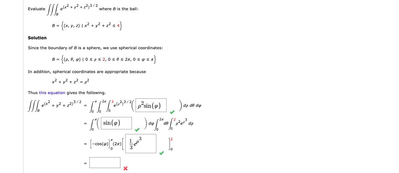 Solved Evaluate ∭Be(x2+y2+z2)3/2 where B is the ball: | Chegg.com