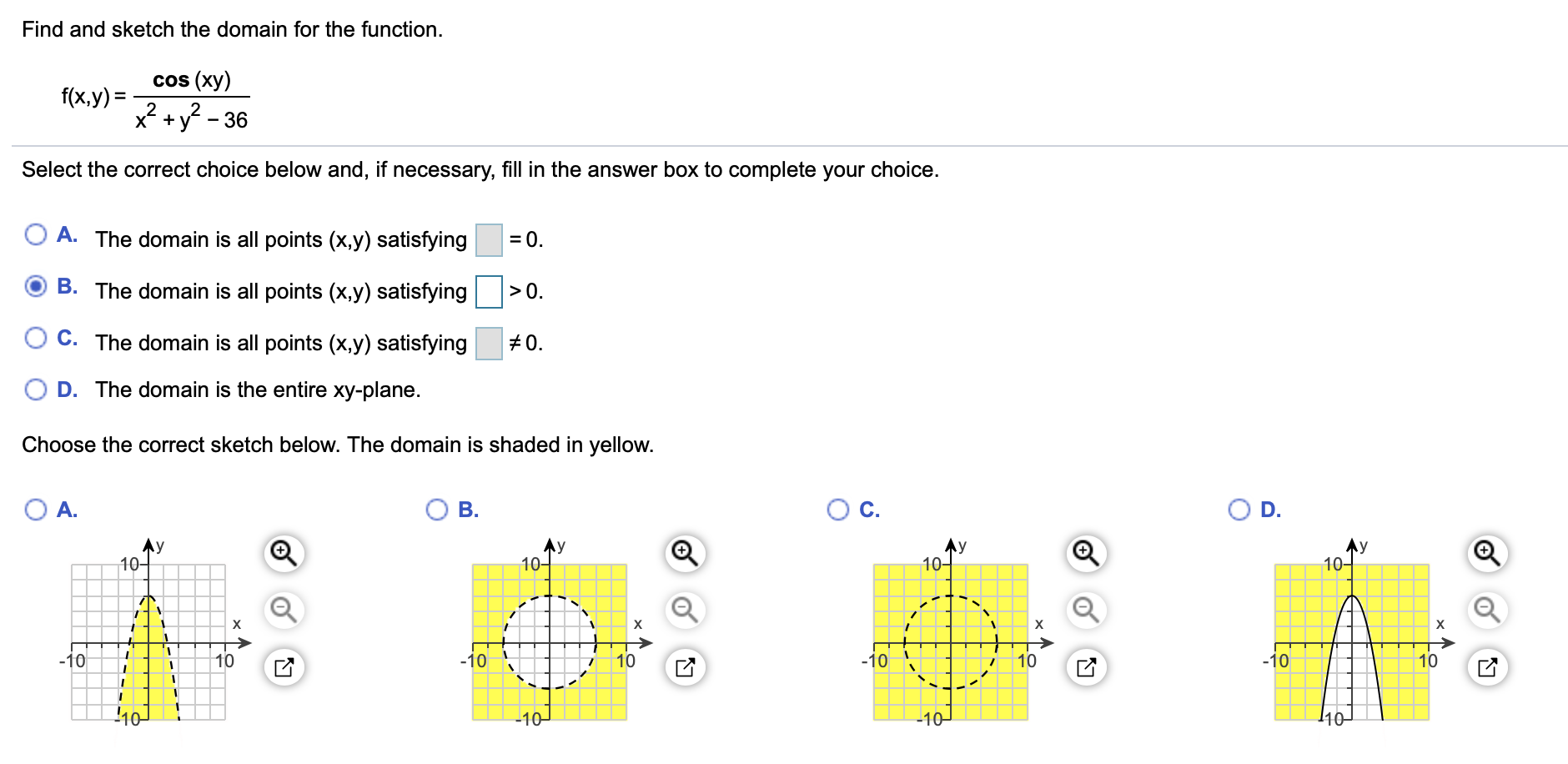 Solved Find and sketch the domain for the function. f(x,y) = | Chegg.com
