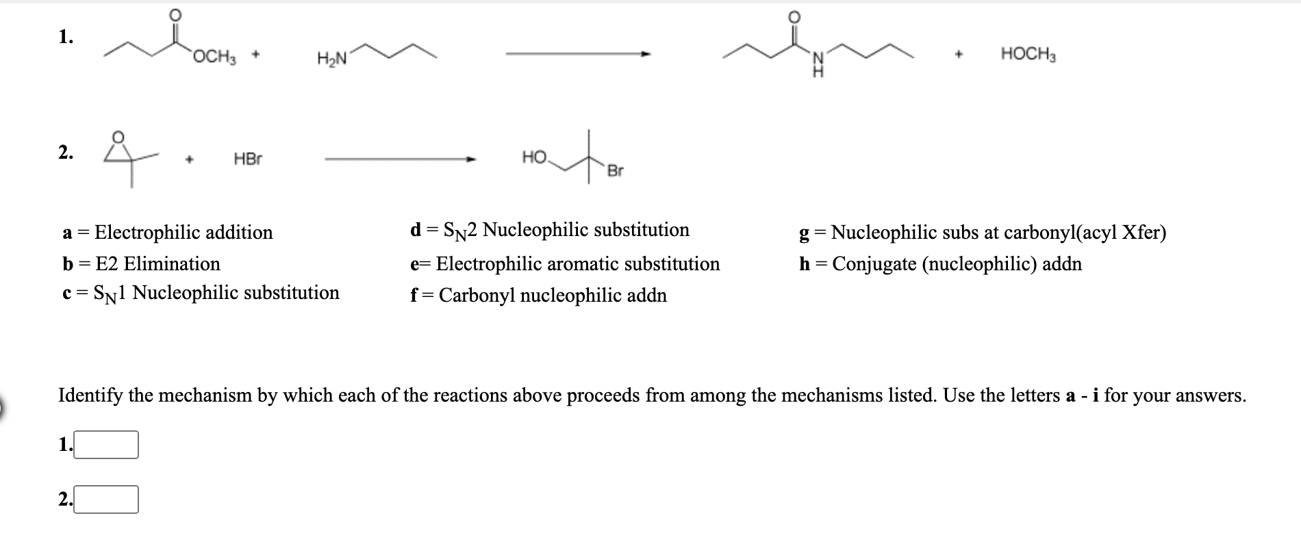 Solved Identify the mechanism by which each of the reactions | Chegg.com
