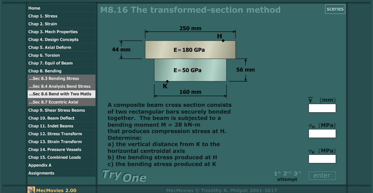 Solved M8.16 The transformed-section method scenes 250 mm 44 | Chegg.com
