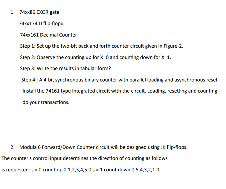 Solved 1. 74x×86 EXOR gate 74×x174 D flip-flopu 74xx161 | Chegg.com