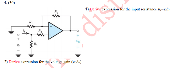 Solved 4. (30) 1) Derive expression for the input resistance | Chegg.com