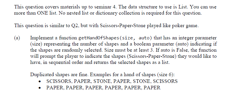 Solved This question covers materials up to seminar 4 . The | Chegg.com