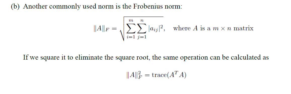 Solved Similar to vectors, we may define a norm (a magnitude | Chegg.com