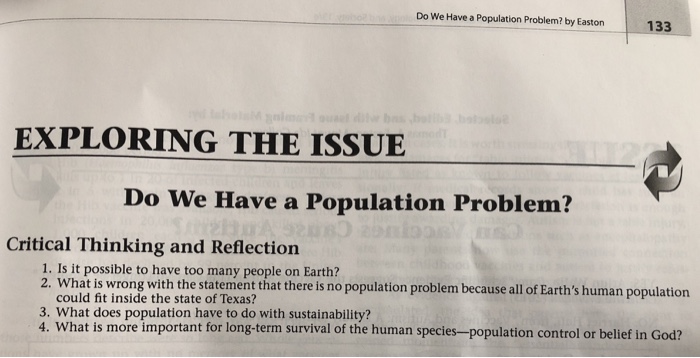 Solved Do We Have a Population Problem? by Easton 133 | Chegg.com