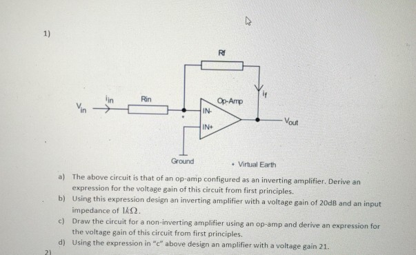 Solved Rin Op-Amp Vout Ground • Virtual Earth a) The above | Chegg.com