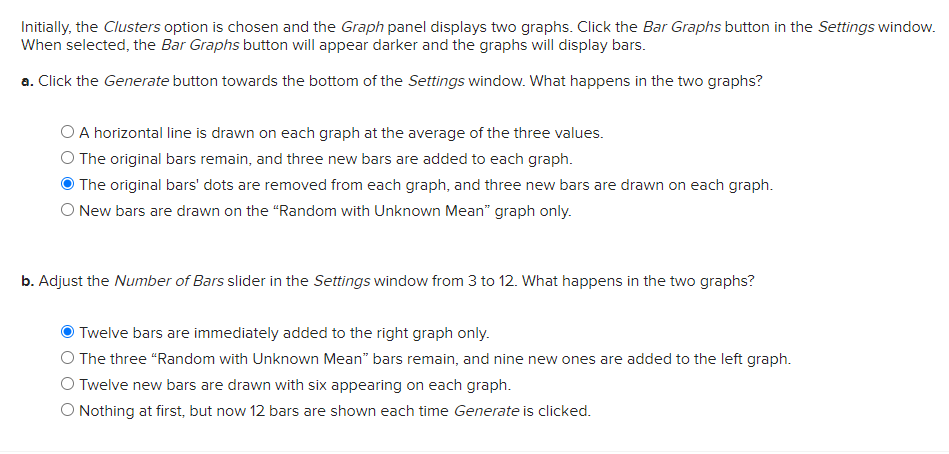 Solved Initially, the Clusters option is chosen and the | Chegg.com