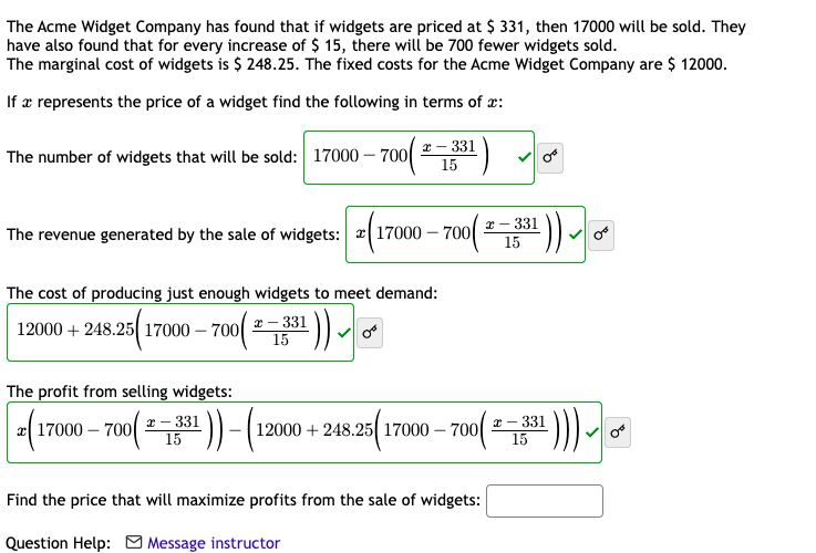 Solved The Acme Widget Company has found that if widgets are | Chegg.com