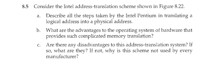 Solved 8.5 Consider the Intel address-translation scheme | Chegg.com