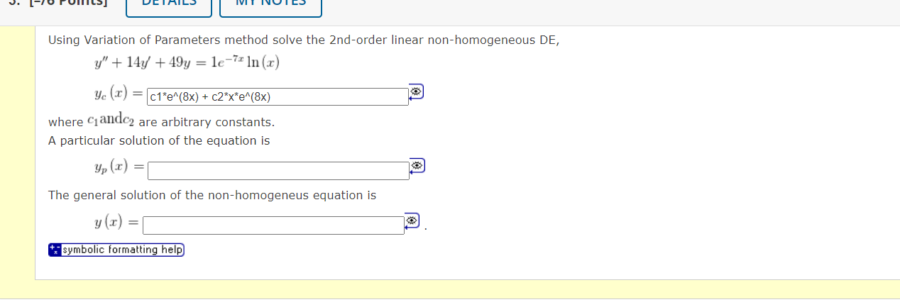 Solved Using Variation of ﻿Parameters method solve the | Chegg.com