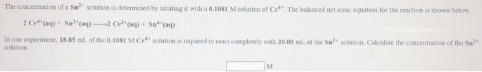 Solved The concentration of a Sn solution is determined by | Chegg.com