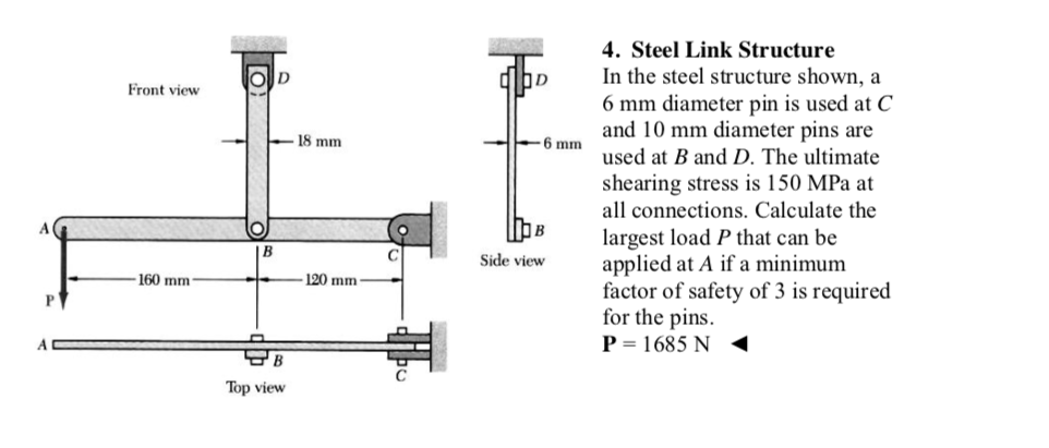 Solved 4. Steel Link Structure In the steel structure shown, | Chegg.com