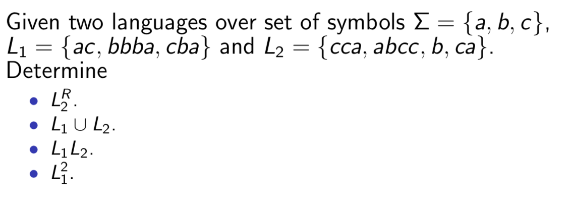 Solved Given two languages over set of symbols Σ = {a, b, | Chegg.com