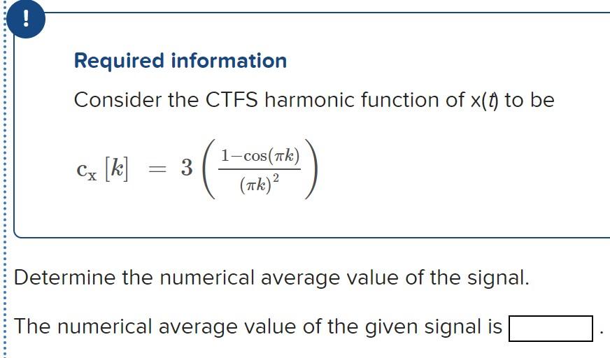 Solved ! Required information Consider the CTFS harmonic | Chegg.com