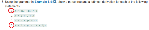 7. Using the grammar in Example 3.4 ㅁ, show a parse | Chegg.com