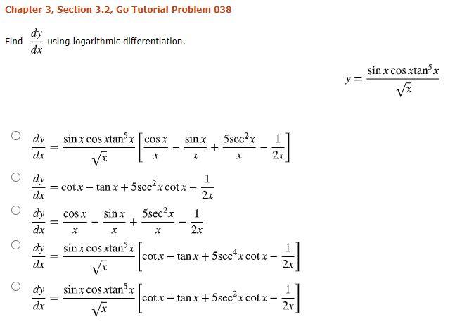 Solved Chapter 3, Section 3.2, Go Tutorial Problem 038 Find | Chegg.com