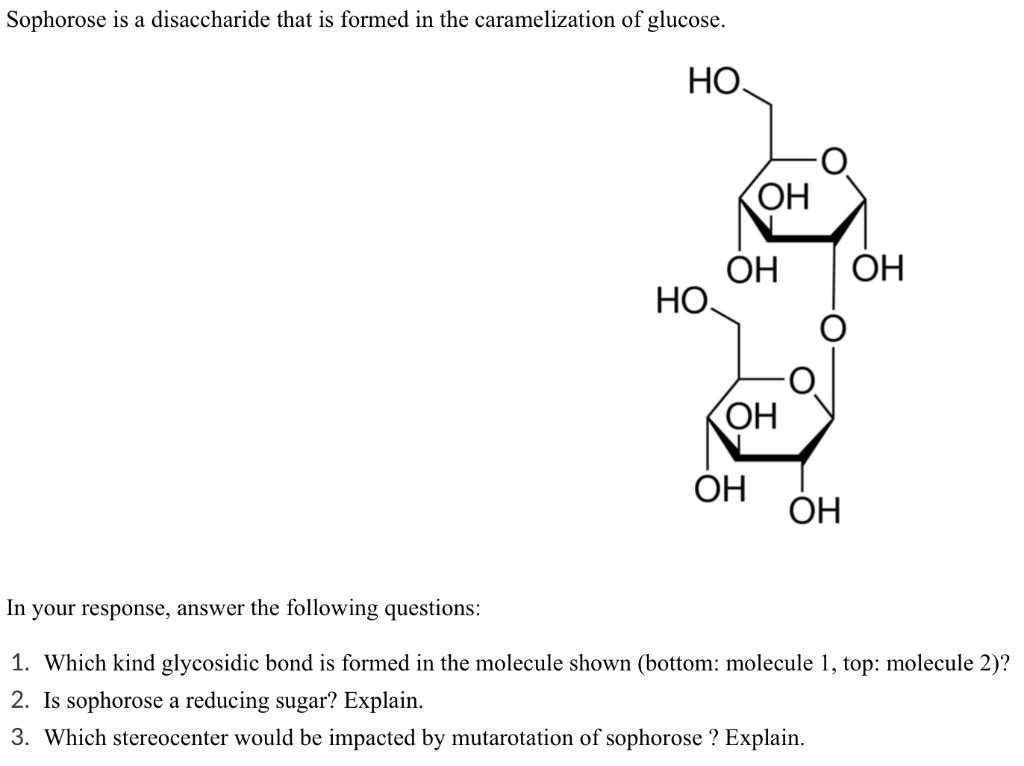 Solved Sophorose is a disaccharide that is formed in the | Chegg.com