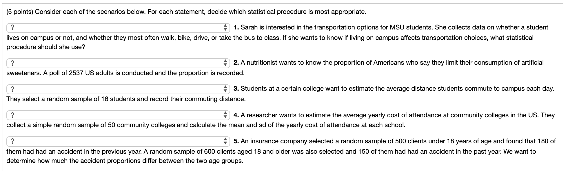 Solved (5 points) Consider each of the scenarios below. For | Chegg.com