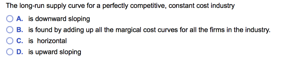 Solved The long-run supply curve for a perfectly | Chegg.com