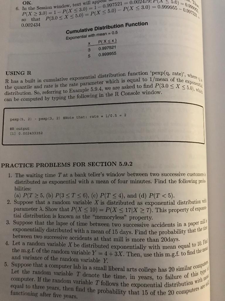 Solved 0.002434 Cumulative Distribution Function Exponential | Chegg.com
