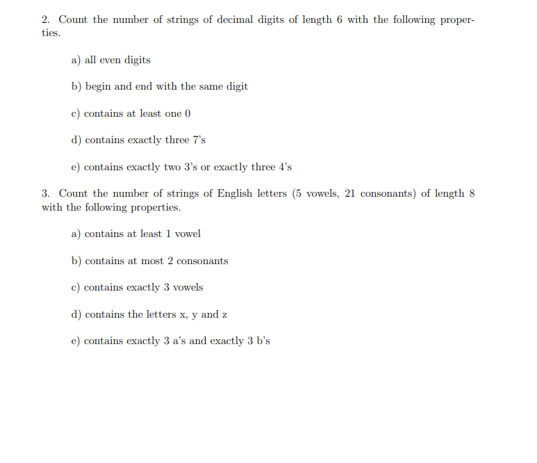 Solved 2. Count the number of strings of decimal digits of | Chegg.com