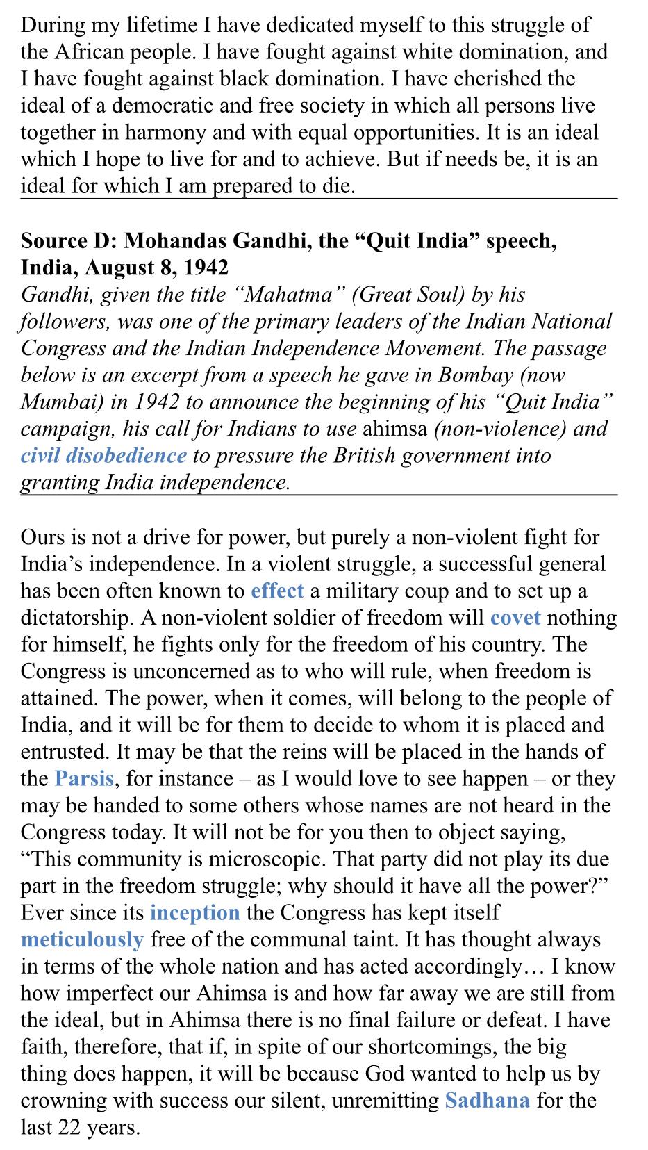 Solved Source C: Nelson Mandela, the “I Am Prepared to Die” | Chegg.com