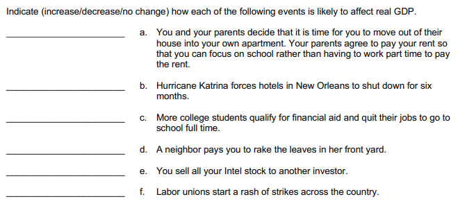 Solved Indicate (increase/decrease/no change) how each of | Chegg.com