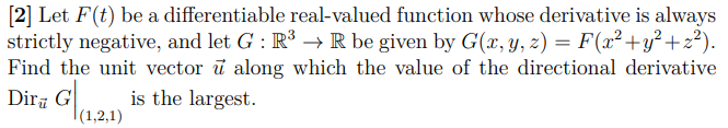Solved [2] Let F(t) be a differentiable real-valued function | Chegg.com