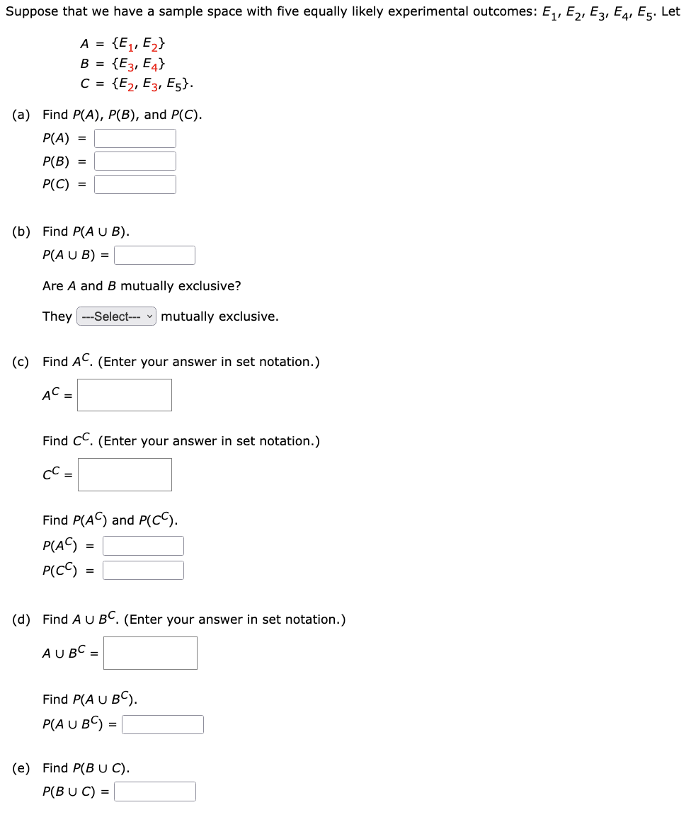 Solved Suppose that we have a sample space with five equally | Chegg.com
