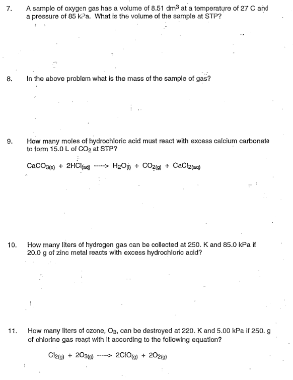 Solved A sample of oxygen gas has a volume of 8.51dm3 at a | Chegg.com