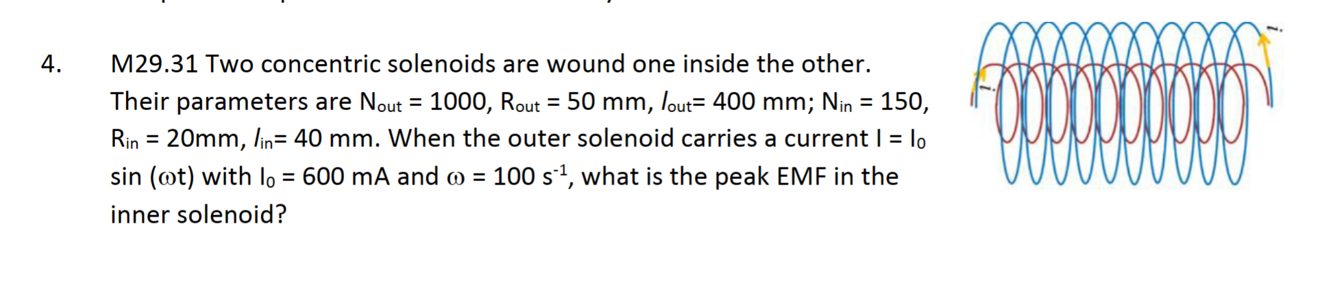 Solved M29.31 Two concentric solenoids are wound one inside | Chegg.com