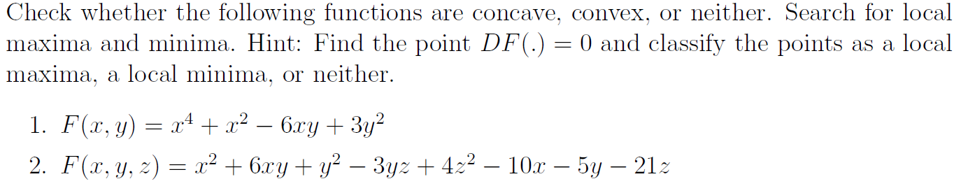 Solved Check whether the following functions are concave, | Chegg.com