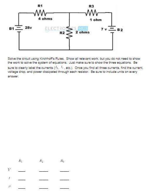 Solved Solve the circuit using Kirohhoffs Rules. Show all | Chegg.com