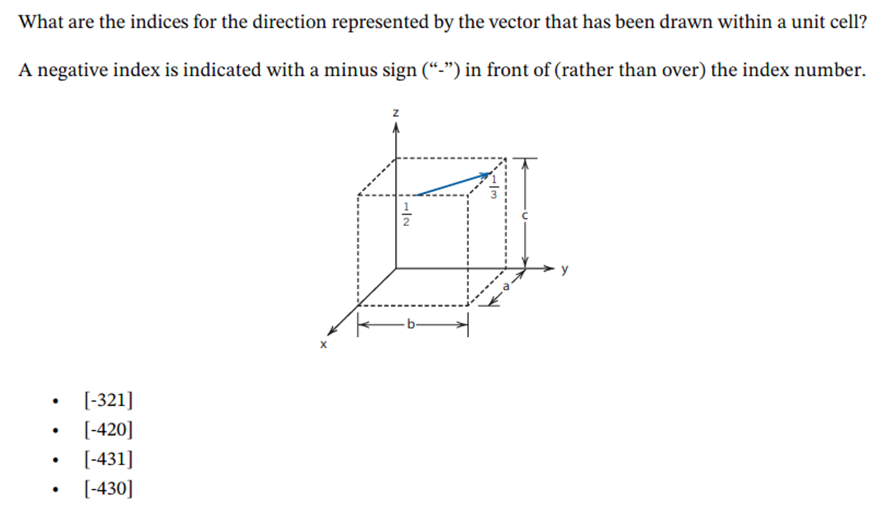 Solved What are the indices for the direction represented by | Chegg.com