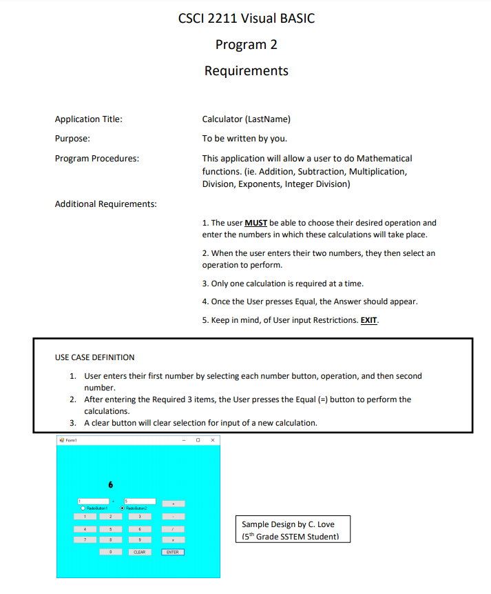 Solved Visual Basic/Visual Program (Requirements Provided in | Chegg.com