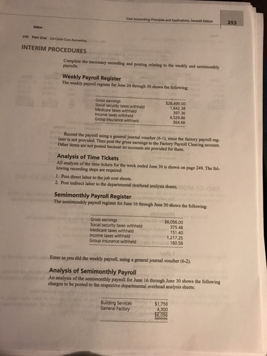 249 Mini-Practice Set One Job Order Cost Accounting | Chegg.com