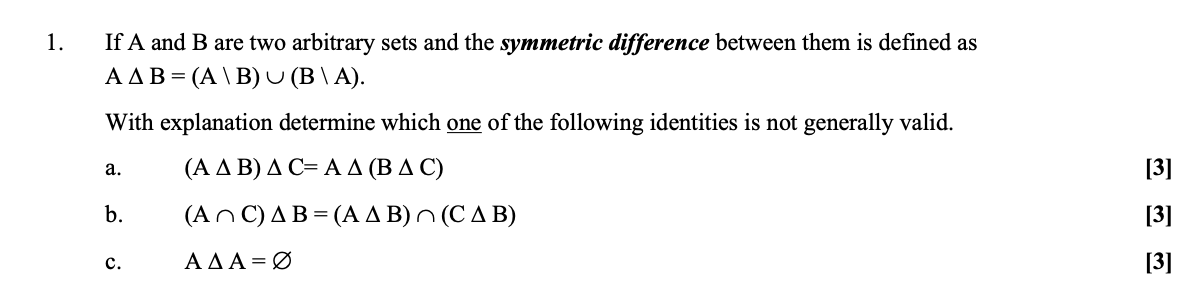 Solved 1. If A and B are two arbitrary sets and the | Chegg.com