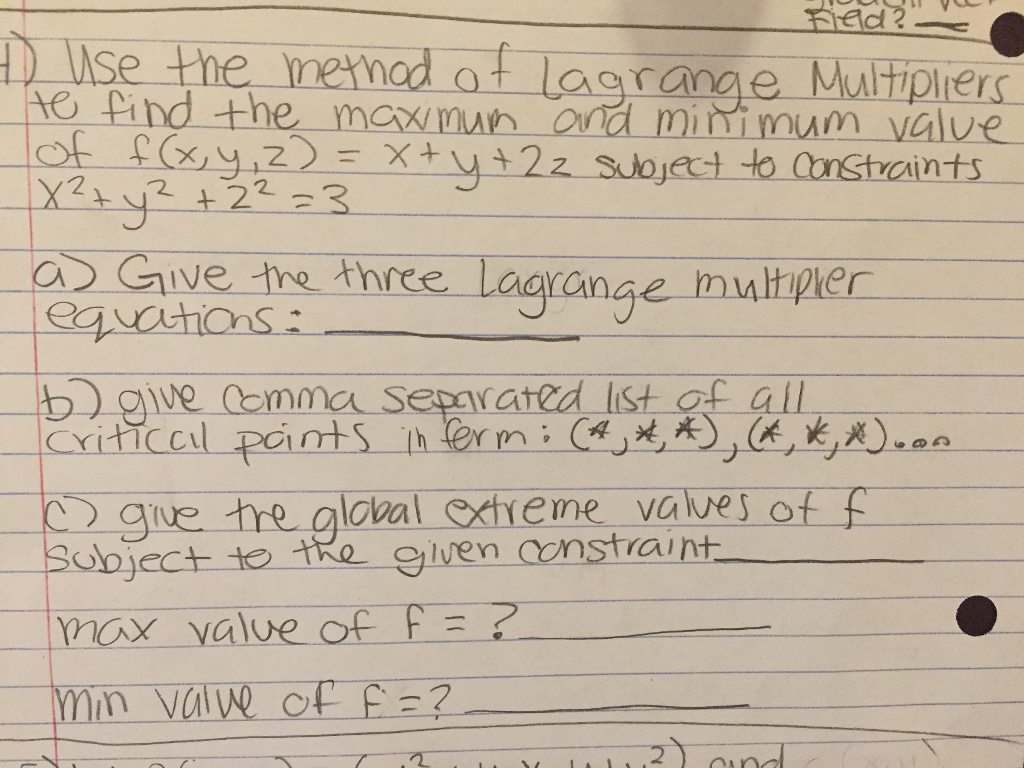 Solved use the nemod ot laarange MMipers HO hhdhe maxmwh ond | Chegg.com