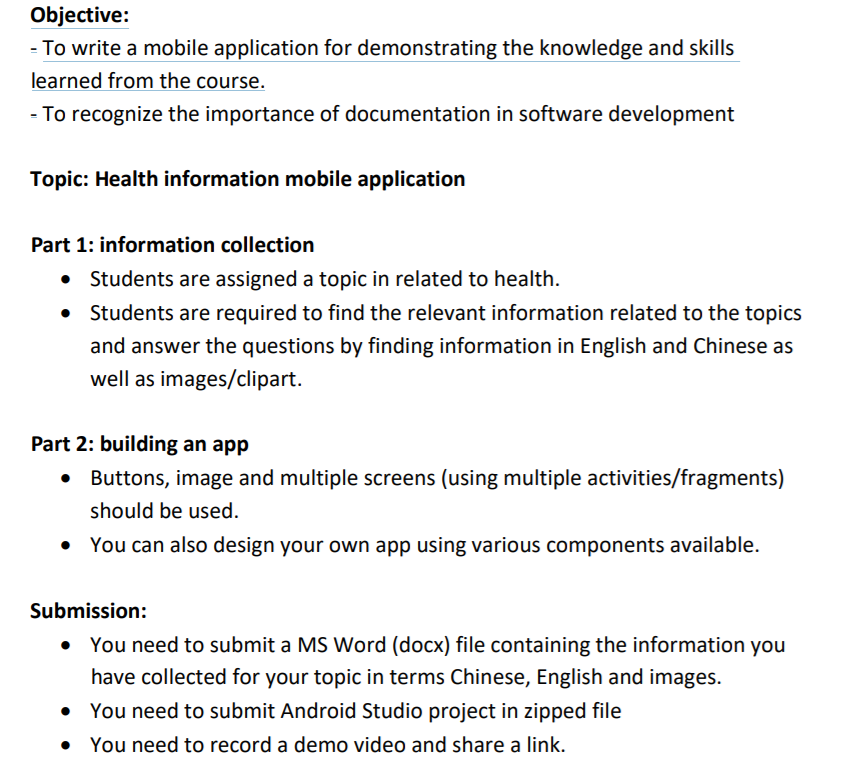 Objective: - To write a mobile application for | Chegg.com