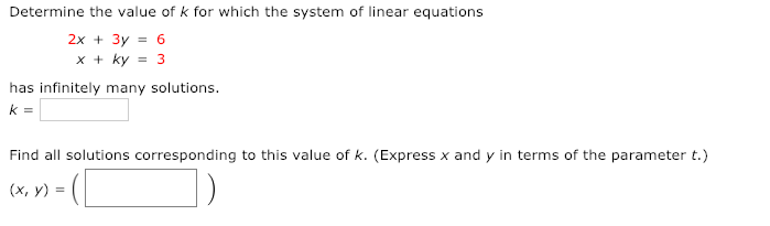 Solved Determine the value of k for which the system of | Chegg.com