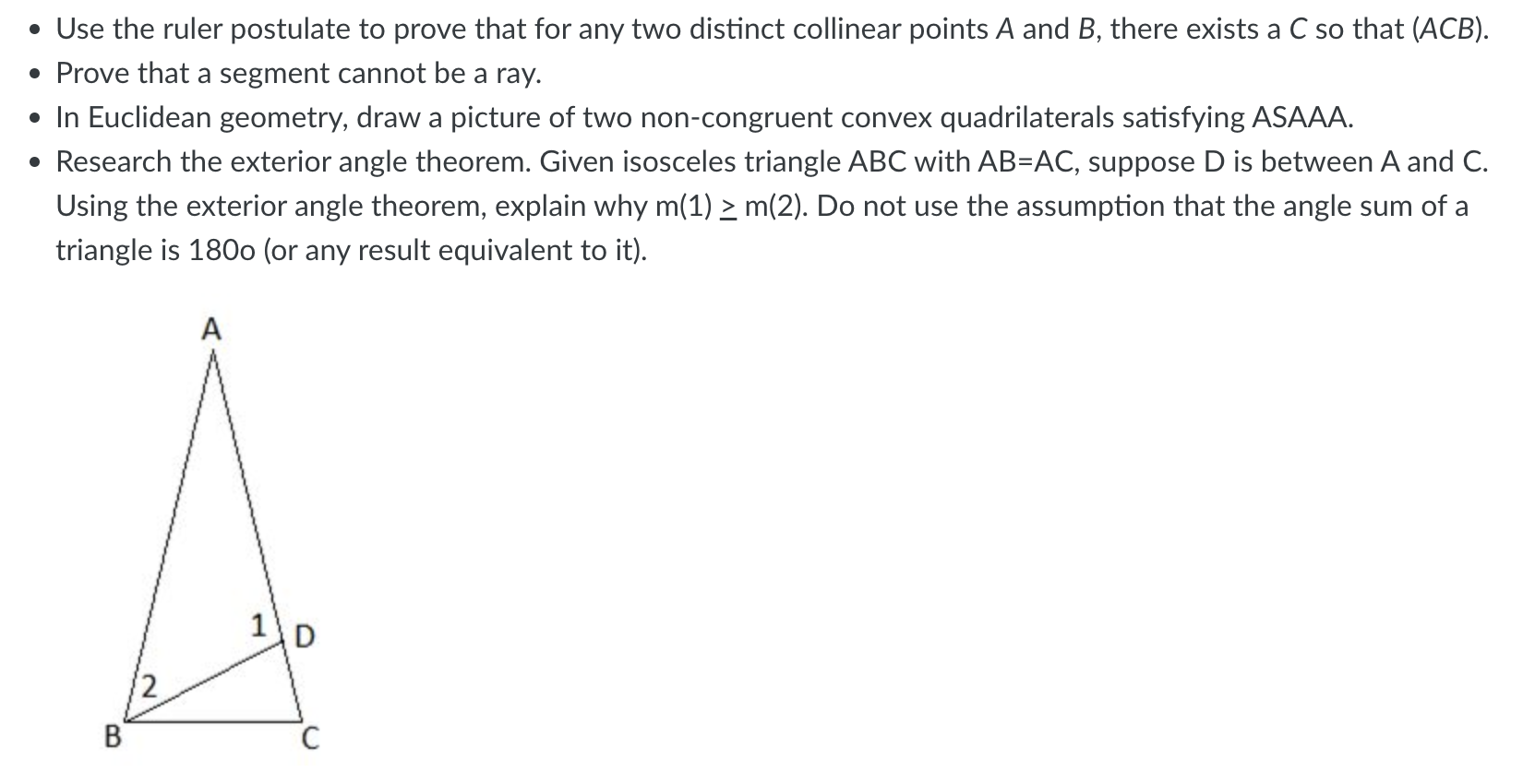Solved - Use the ruler postulate to prove that for any two | Chegg.com