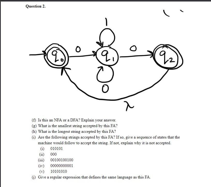 Solved (f) Is this an NFA or a DFA? Explain your answer. (g) | Chegg.com