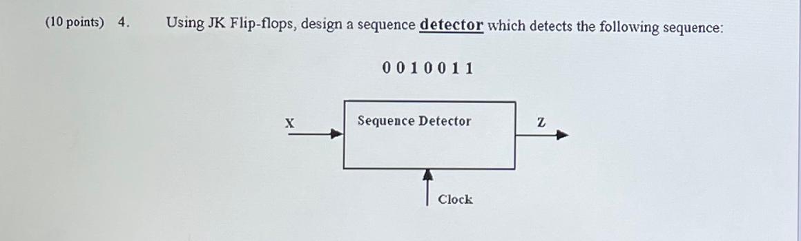 Solved (10 points) 4. Using JK Flip-flops, design a sequence | Chegg.com
