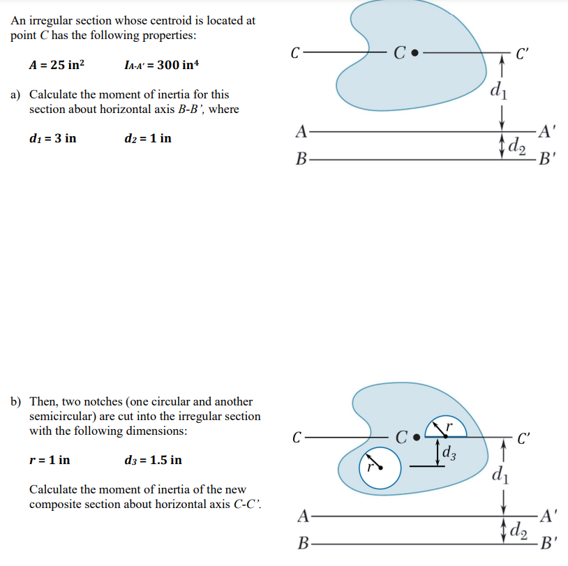 Solved An irregular section whose centroid is located at | Chegg.com