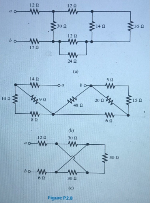 Solved P2.8. Find the equivalent resistance between termi- | Chegg.com