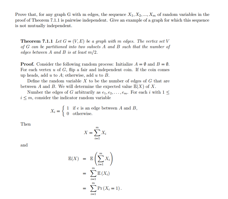 Solved Prove that, for any graph G with m edges, the | Chegg.com