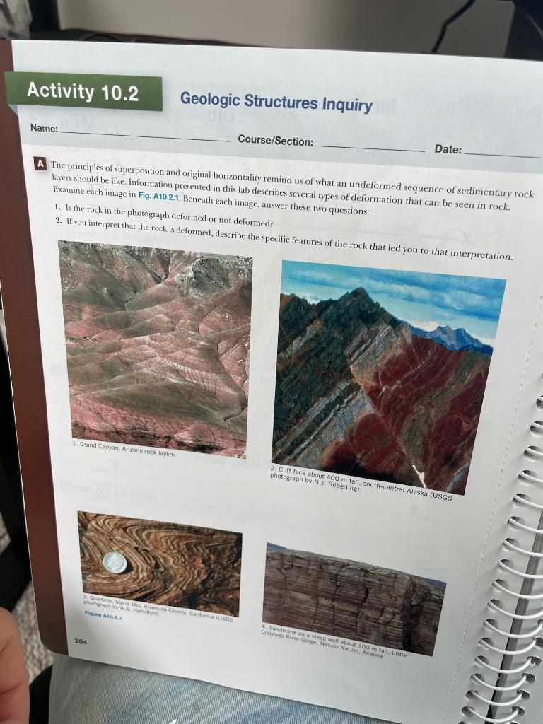 Solved Activity 10.2 Geologic Structures Inquiry Name: | Chegg.com