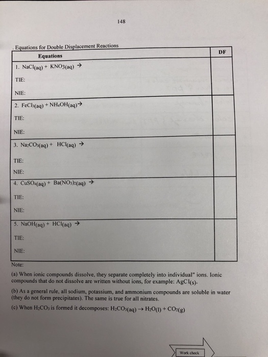 Solved 148 Equations for Double Displacement Reactions DF | Chegg.com