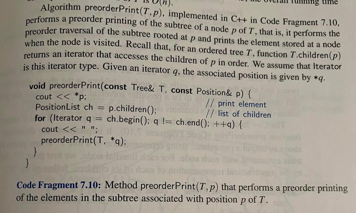 Solved Let T be the tree of Figure 7.3. Give the output of | Chegg.com
